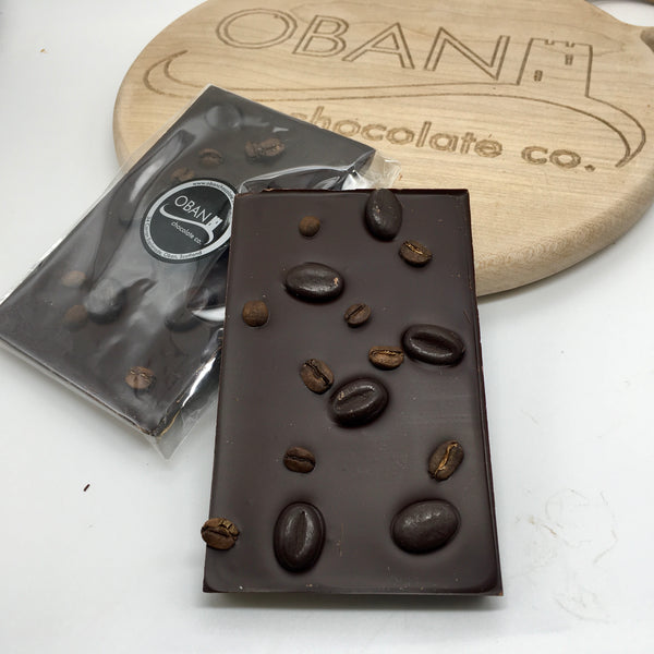70% Dark bar with coffee beans - Oban Chocolate Company